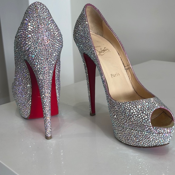 Christian Louboutin | Shoes | Christian Louboutin Crystal Peep Toe ...